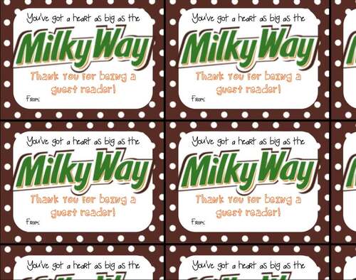 Milky Way Chocolate Bar Guest Reader Appreciation Gift Tag- You've got ...