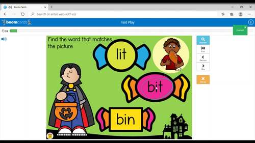 CVC Words Short Vowel I Halloween Word Reading Boom Cards™ by Crown Daisy