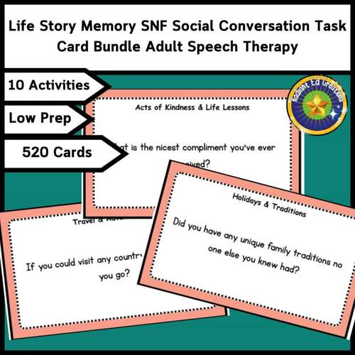 Life Story Memory SNF Social Conversation Task Card Bundle Adult Speech ...