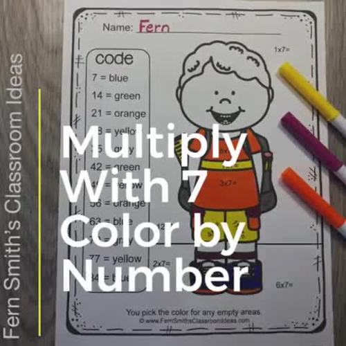 Multiply With 7 Color By Number by Fern Smith's Classroom Ideas | TPT