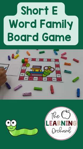 CVC WORD FAMILIES Short E Board Games Phonics Activity Literacy Center
