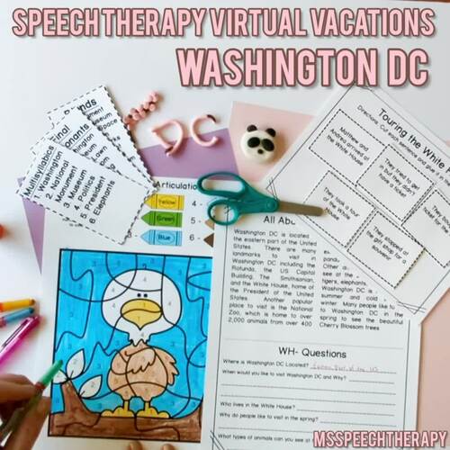 Speech Therapy Virtual Vacation - DC - MIXED GROUPS Articulation & Language