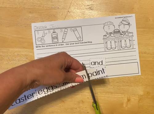 Easter/Scrambled Sentences Cut & Paste Writing Activity/Literacy Centers