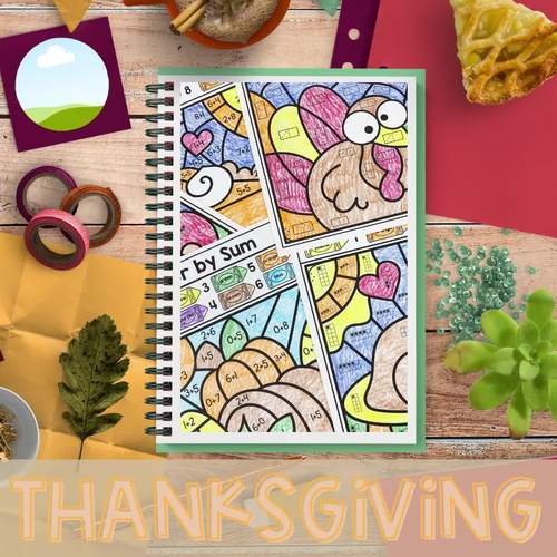 Thanksgiving Math Coloring Pages Color by Code Worksheets Color by Number