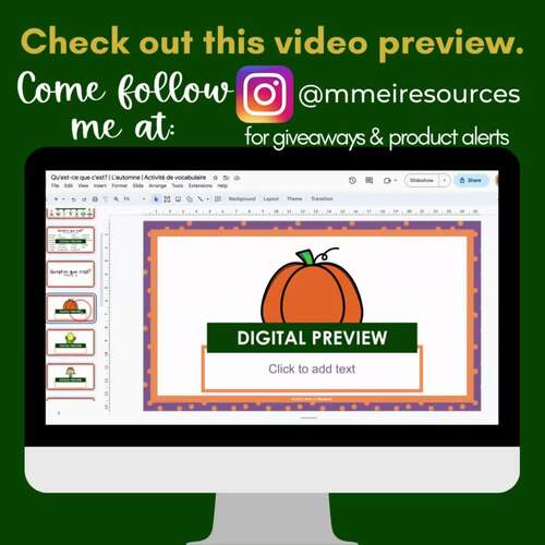 French Fall Vocabulary Activities | L'automne | Digital & Printable