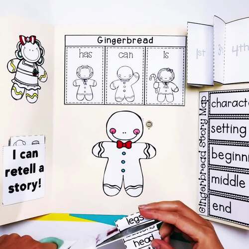Kindergarten Gingerbread Craft Activities - Interactive Notebook Lapbook