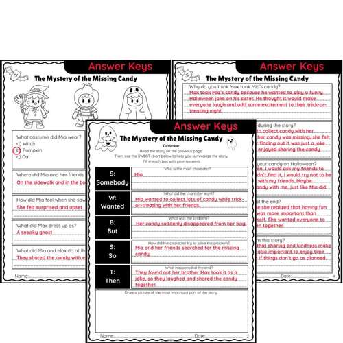 Halloween Reading Comprehension | Missing Candy Mystery | SWBST ...