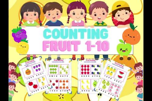 Fruit Counting Worksheets 1-10 | Number Recognition and Counting ...