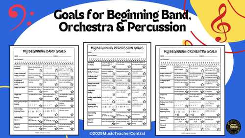 Beginning Band, Orchestra & Percussion Goals Sheet + Reward Certificate