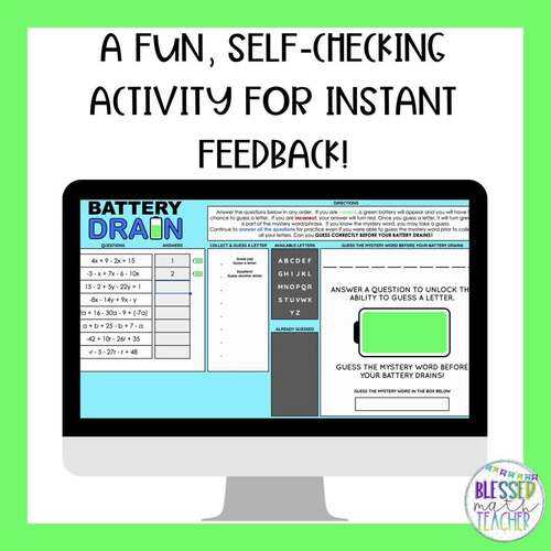 Combine Like Terms (No Distributive Property) Digital Activity & Worksheet