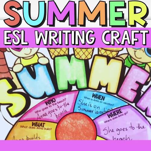 ESL Summer Beach Ball Writing Craft -WH Questions & Reading for Banner ...