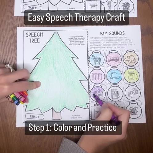 Speech Therapy Christmas Tree One Page Craft by Panda Speech | TPT