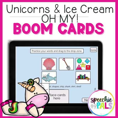 Articulation Unicorns & Ice Cream OH MY! Boom Cards SH by Speechie Pals