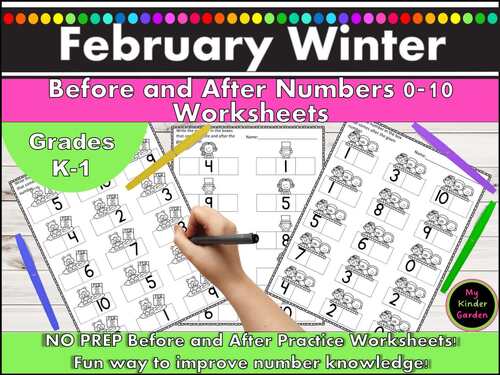 February Winter Before and After 0-10 Missing Number Worksheets for ...