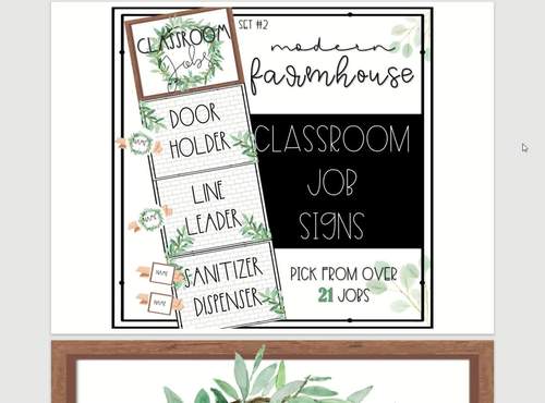 Modern Farmhouse Classroom Jobs Poster/sign Clip chart 21 jobs and ...