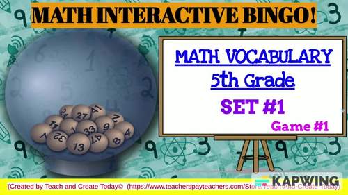 5th Grade Math Vocabulary Game Activities Bingo BIG BUNDLE 7 Digital ...