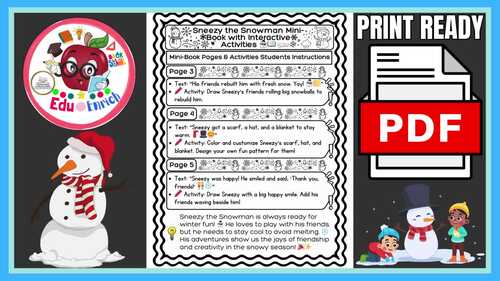 Sneezy The Snowman Mini Book | Writing Drawing & Cut-and-paste Sequencing