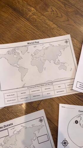 Continents and Oceans Worksheets - Printable BUNDLE by Krazy Crafty Kids