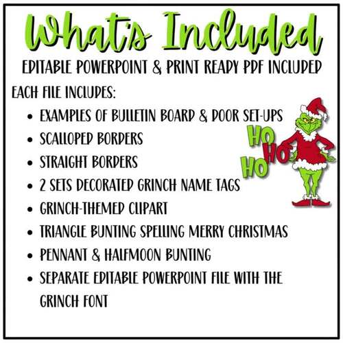 Grinch Classroom Christmas Bulletin Board Kit | Editable Door Décor ...