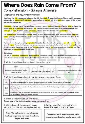 Explanation Text - Where Does Rain Come From? by Pink Tulip Teaching ...