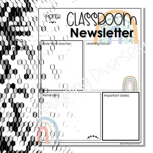 Whimsical Rainbow Classroom Newsletter Templates | Editable | TPT