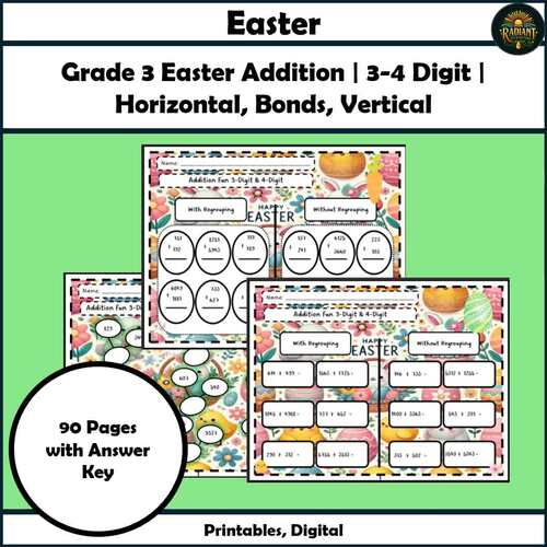 Grade 3 Easter Addition Math 3 4 Digit Regroup No Regroup Number Bond