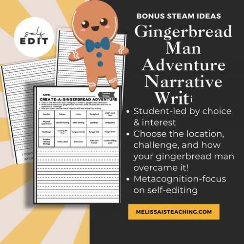 Gingerbread Man Adventure Writing Activity Sub Plan 2nd 3rd 4th 5th Grade