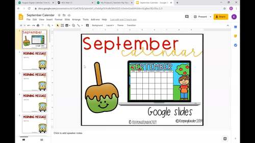 September Digital Calendar time by KeepingKinder | TpT
