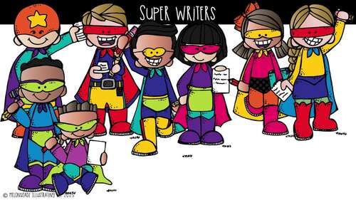 Super Writers clip art, Superhero clip art, Writing clip art COLORED ...