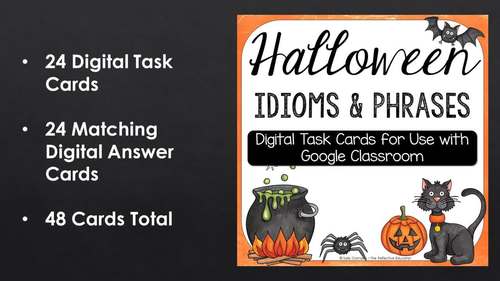 Halloween Idioms and Phrases | Self-Checking Digital Task Cards | TPT