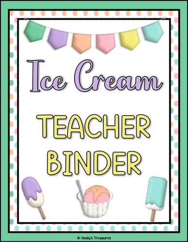 Ice Cream Teacher Binder Section Labels *Editable* by Cindy's Treasures