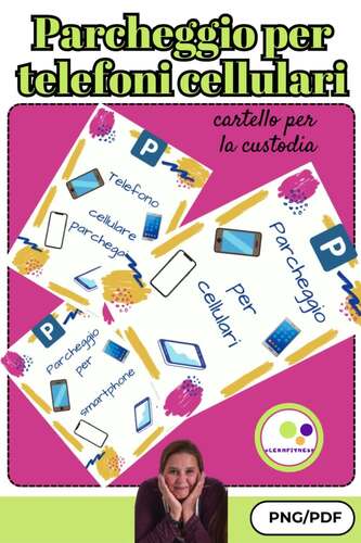 Italian: Phone parking space - Sign for the classroom by Lernfitness