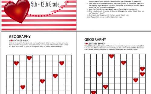 Geography: Valentine’s Day Geography Bingo | Fun Game for Middle & High ...