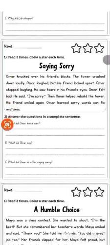 The Humble Pie | 1st–2nd Grade Reading Comprehension Passages & Questions