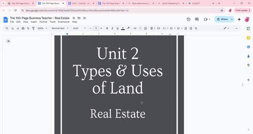 Real Estate Unit 2 - Types & Uses *NEW 2025* by The 100-Page Business ...
