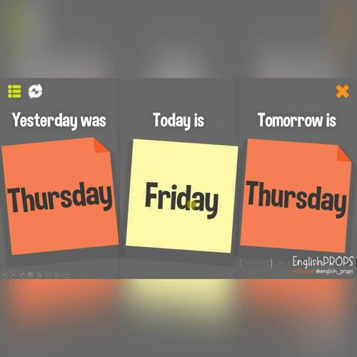 Days of the Week / PowerPoint / Sliders / Flashcards by English PROPS