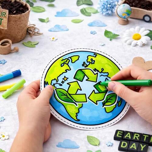 Globe Coloring Templates for Earth Day Craft & Bulletin Board Decor for ...