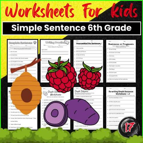 Simple Sentence Worksheets 6th Grade by Lib Anatomy school | TPT