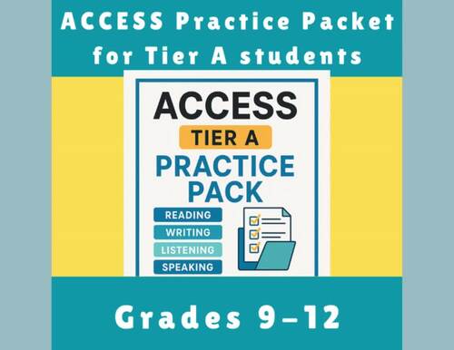 ACCESS Tier A WIDA Level 1 Practice Packet | ESL Test Prep for Newcomer ...