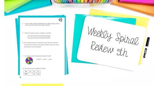 5th Grade Math Weekly Spiral Review -Set 1- VA Aligned by Captivate and ...