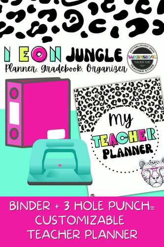 Neon | Retro | Jungle | Teacher Planner & Gradebook | Print & Go