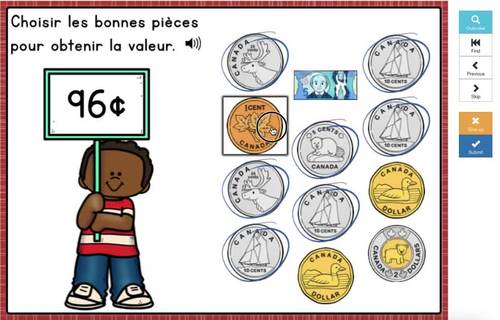 Canadian Money to 50¢ up to 50 cents French Digital Boom Cards | TPT