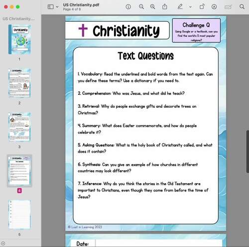 Christianity || World Religions || Guided Reading Comprehension || Text ...