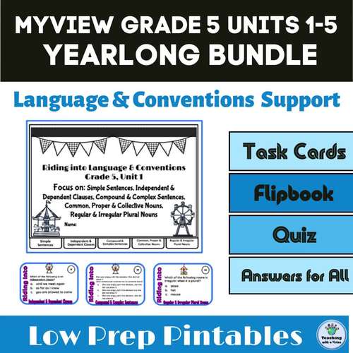myView Grade 5 Units 1-5 Yearlong Bundle Language & Conventions BONUS ...