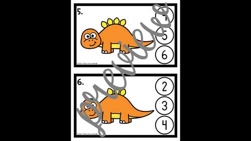 Dinosaurs Math Center Task Cards Counting Stegosaurus Spikes 0-10 Clip ...