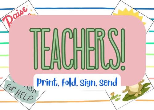 Editable SEL Teacher Cards for Students – Print, Fold, Sign & Send by ...