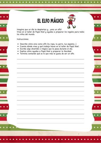 Printable Elf Yourself Craft, Coloring Pages & SPANISH Writing Activity