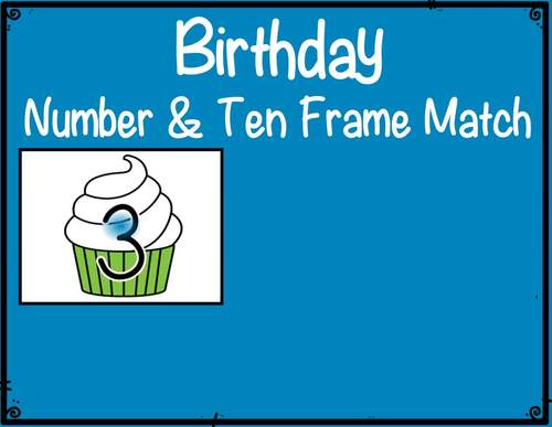 Birthday Themed 0-25 Number, Ten Frame & Number Word Match | TPT