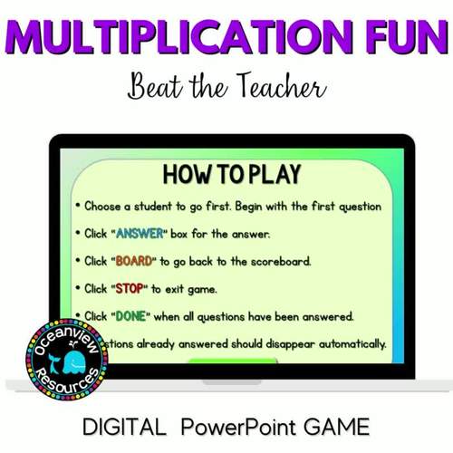 multiplication games 2 - 12 x tables l PowerPoint Game l BEAT THE TEACHER