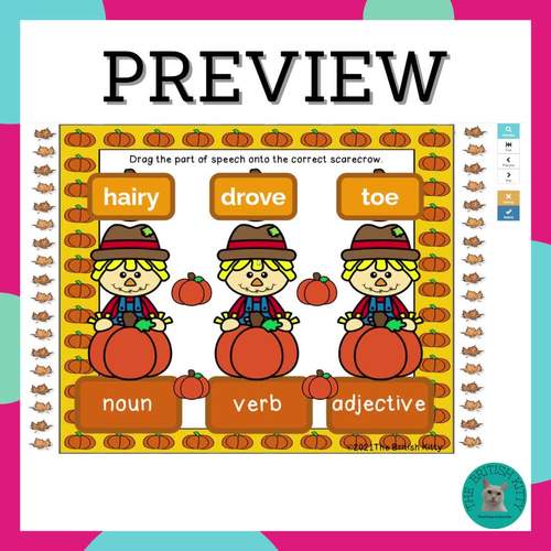 Fall Kids Nouns Verbs Adjectives Sort Boom Cards™ by The British Kitty
